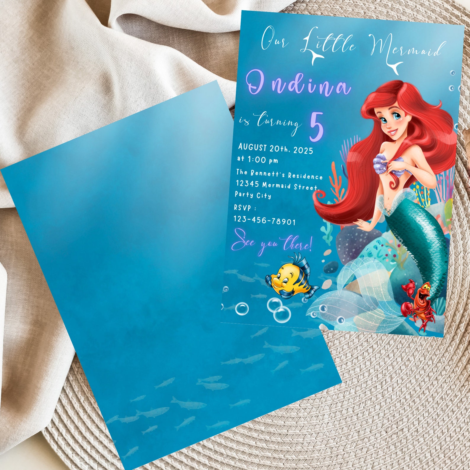 Editable Little Mermaid Birthday Invitation, Ariel Birthday Invitation ...
