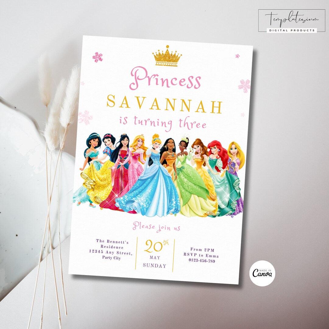 Editable Princess Invitation, Royal Princess Birthday Invite, Girl ...