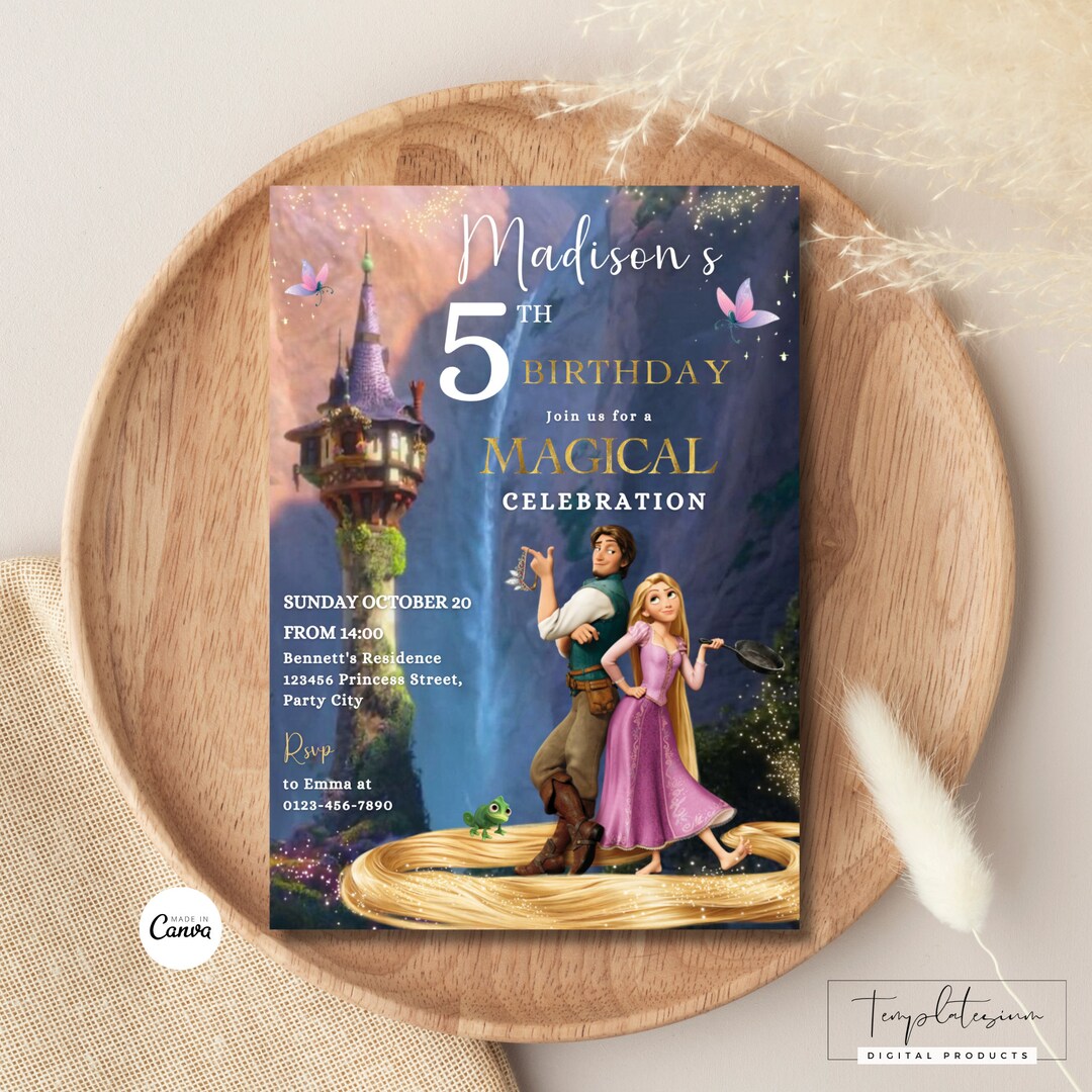 Editable Rapunzel Birthday Invitation Tangled Birthday Invite Magical ...
