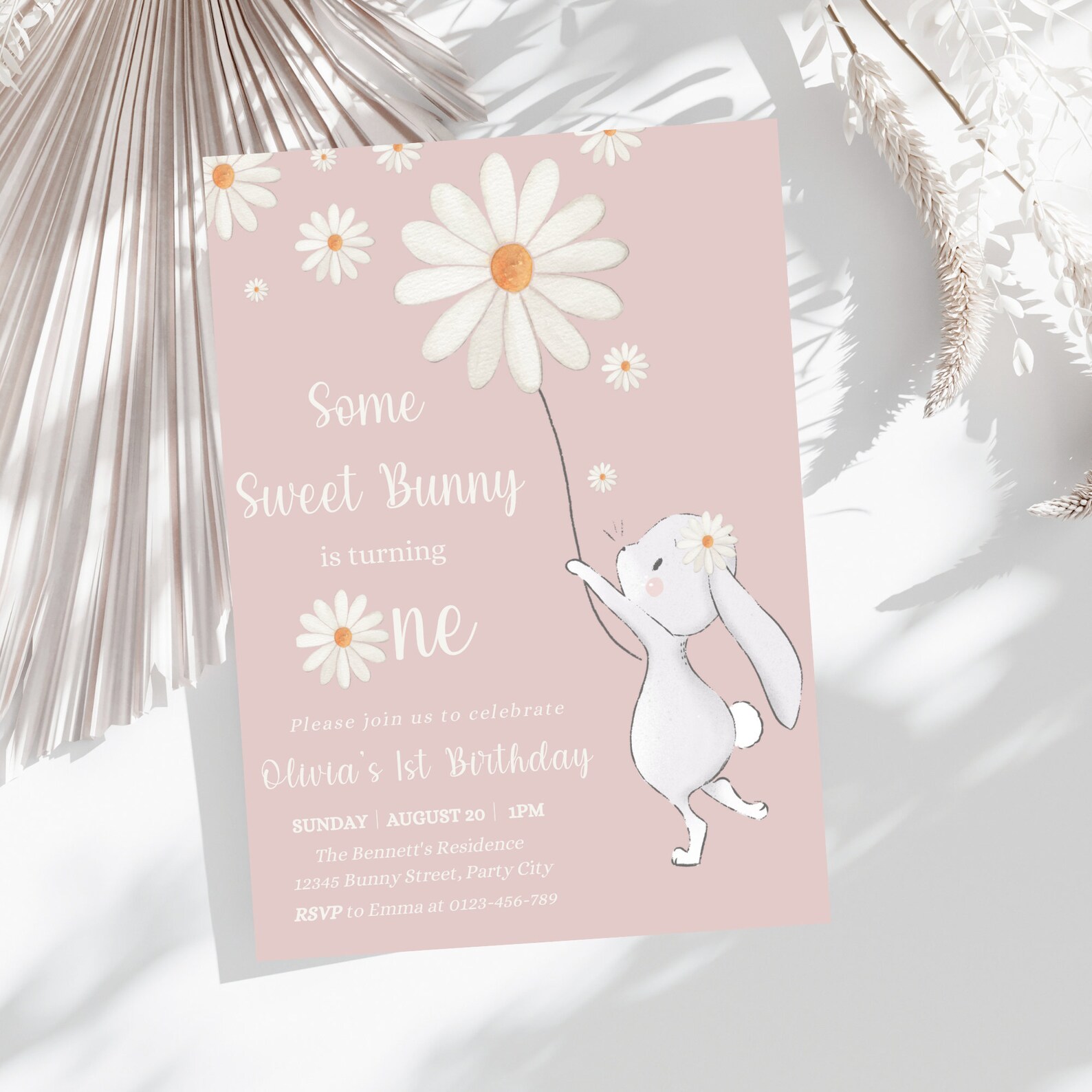 Editable Some Bunny is Turning One Invitation, Daisy Some Bunny is One ...