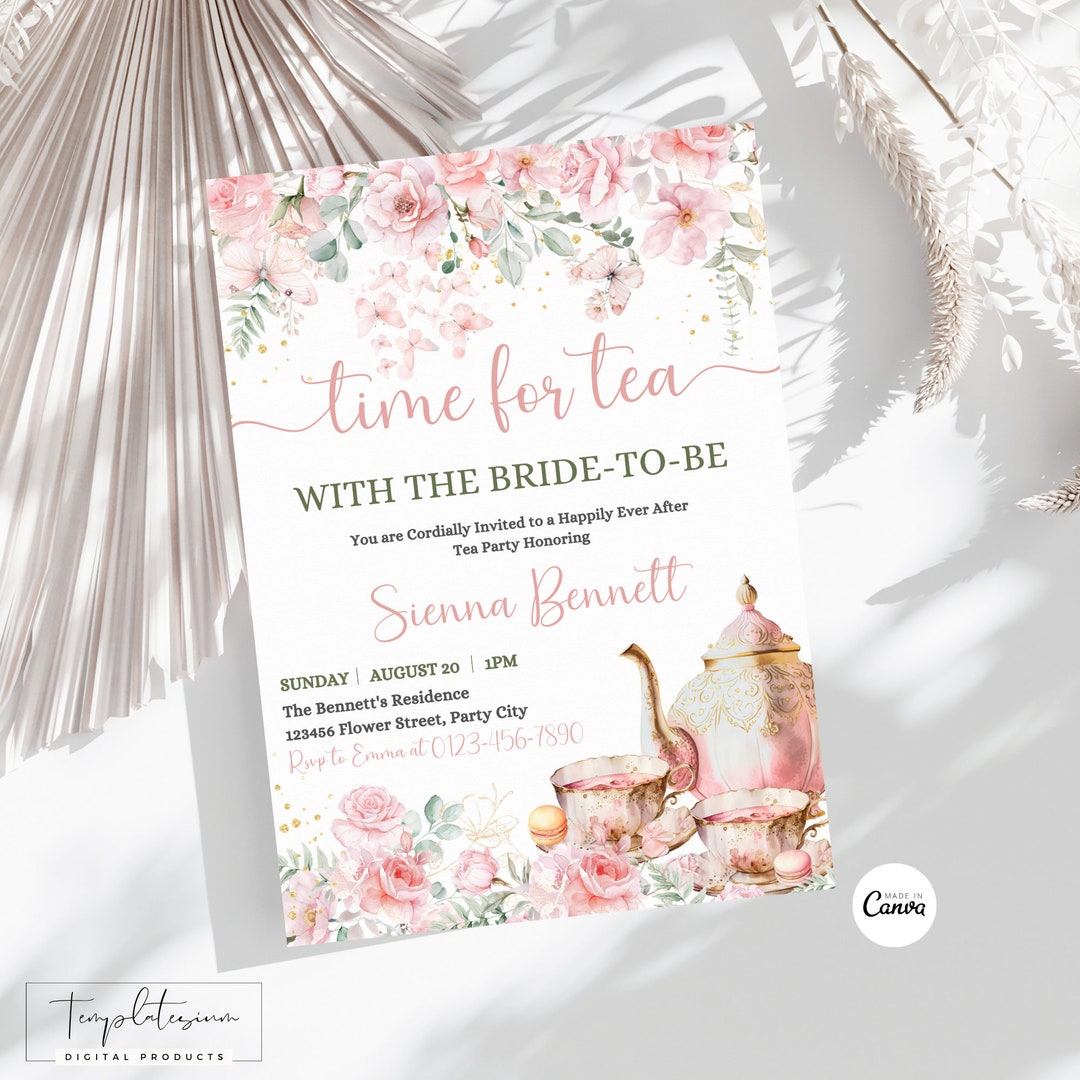 Time for Tea With the Bride to Be Invitation EDITABLE, Blush Pink ...