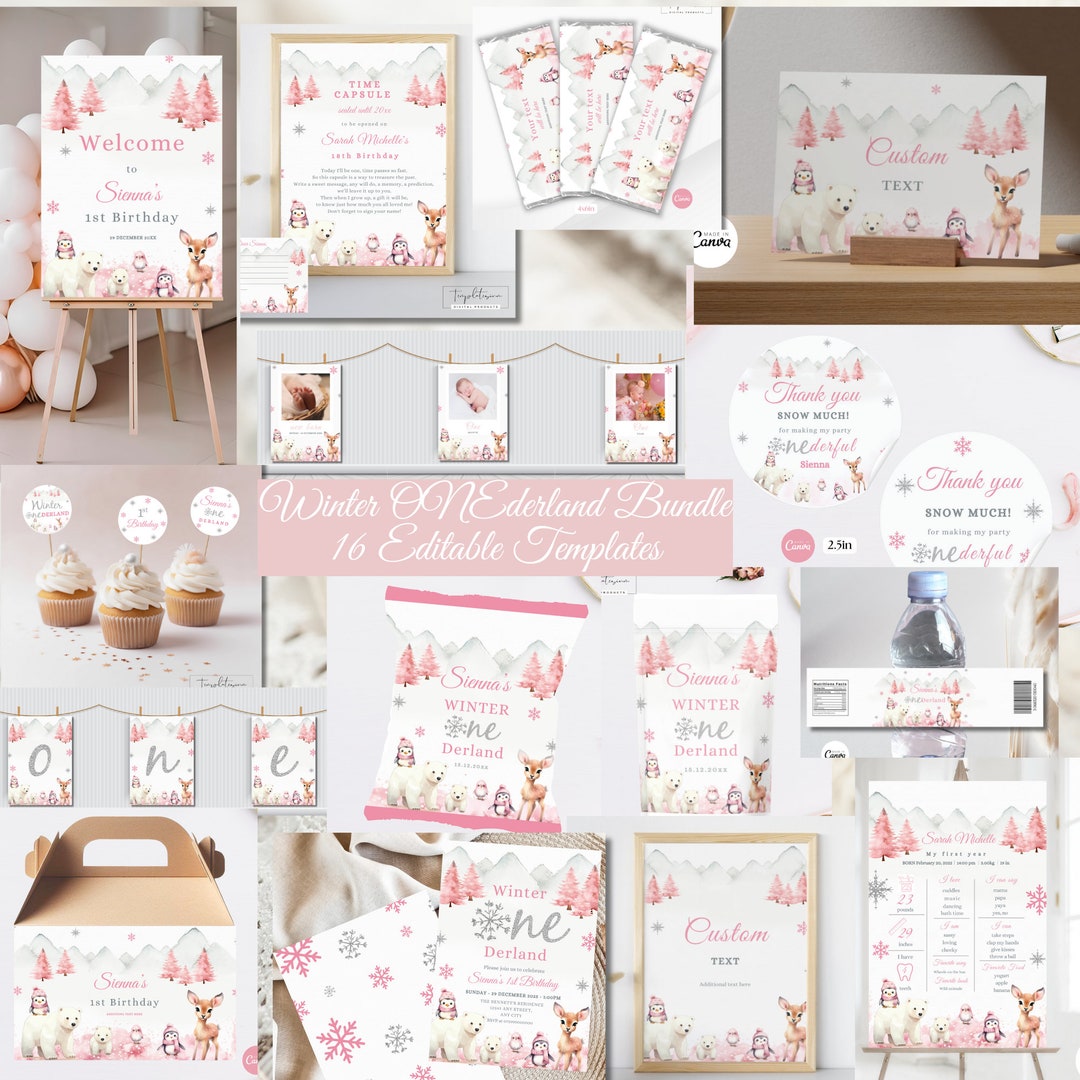 Winter Onerderland First Birthday Bundle, Girl Winter 1st Birthday ...