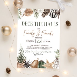 Editable Christmas Party Invitation, Boho Christmas Invite, Christmas ...