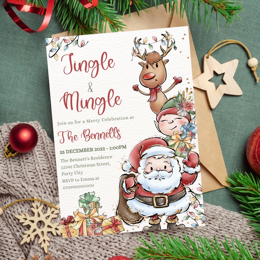 Editable Christmas Party Invitation, Kids Christmas Party Invite ...