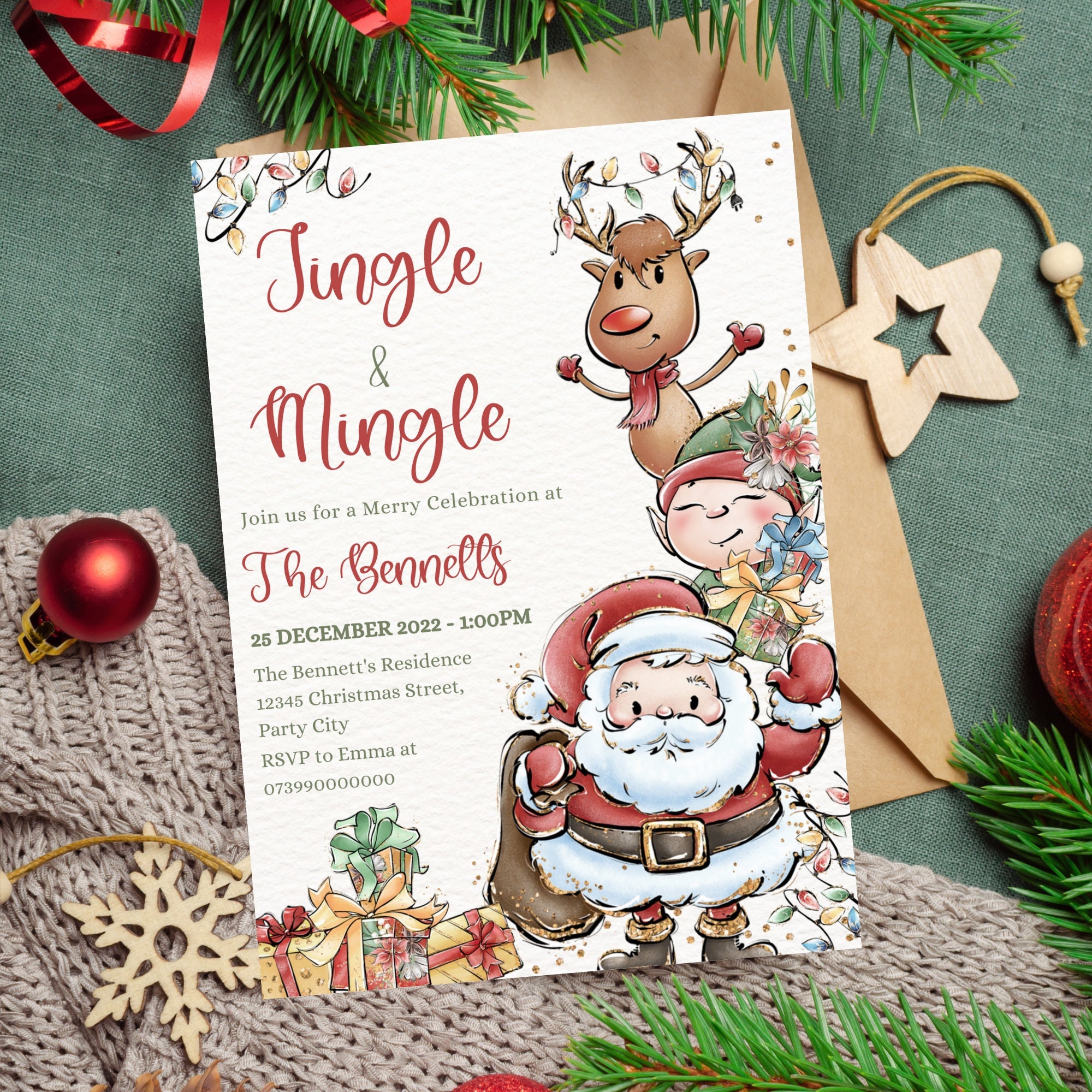 Editable Christmas Party Invitation, Kids Christmas Party Invite ...