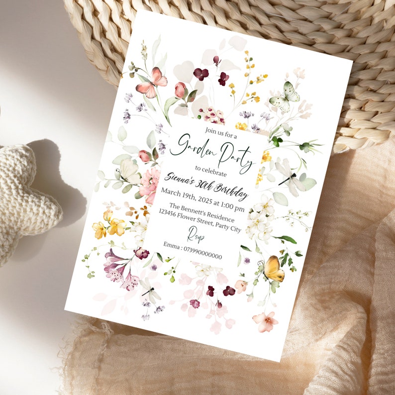 Editable Garden Party Invitation Template Birthday Party - Etsy
