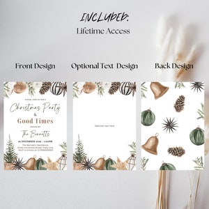 Editable Christmas Party Invitation, Boho Christmas Invite, Christmas ...