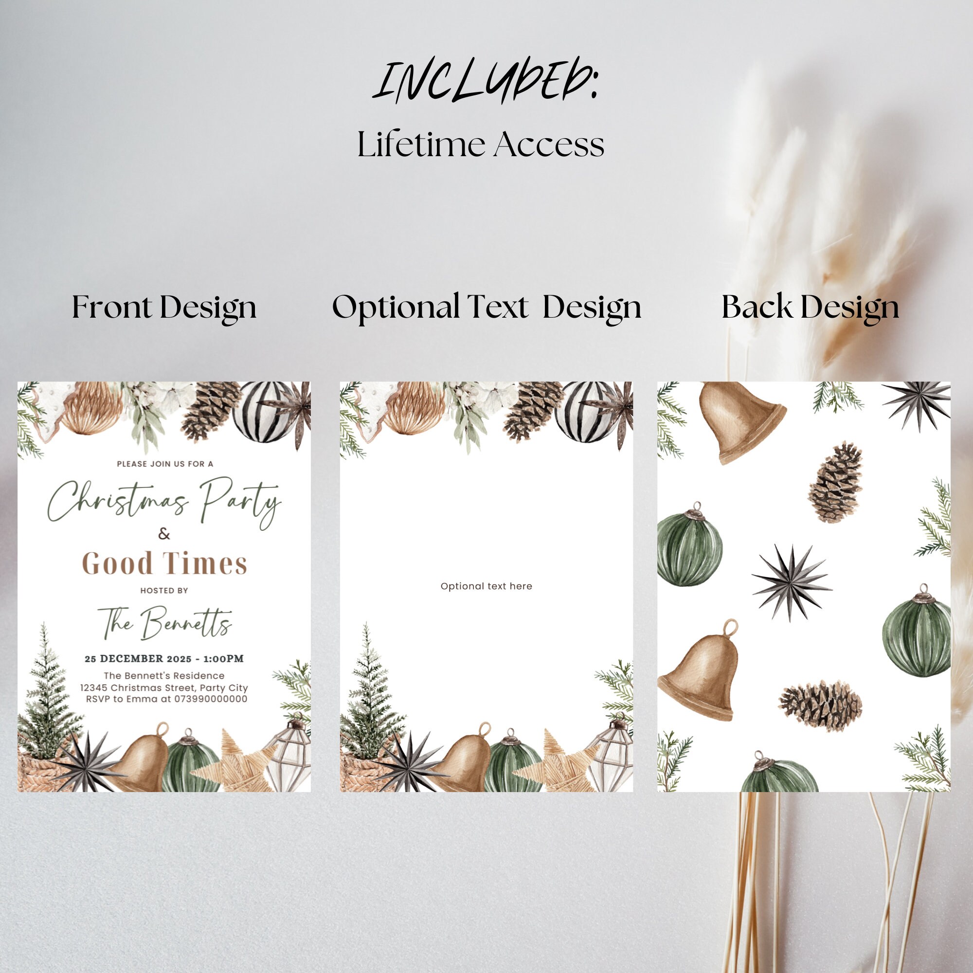 Editable Christmas Party Invitation Boho Christmas Invite - Etsy UK