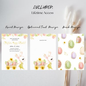 Editable Easter Egg Hunt Invitation, Easter Bunny Party Template Invite ...