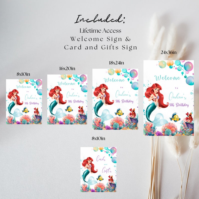 Editable Little Mermaid Welcome Sign Ariel Birthday Decor - Etsy UK