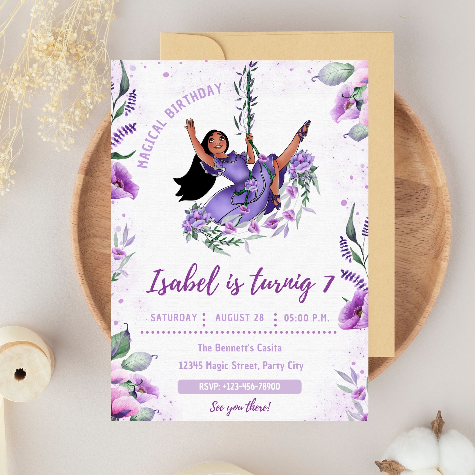 EDITABLE Encanto Isabela Birthday Invitation Encanto Birthday - Etsy