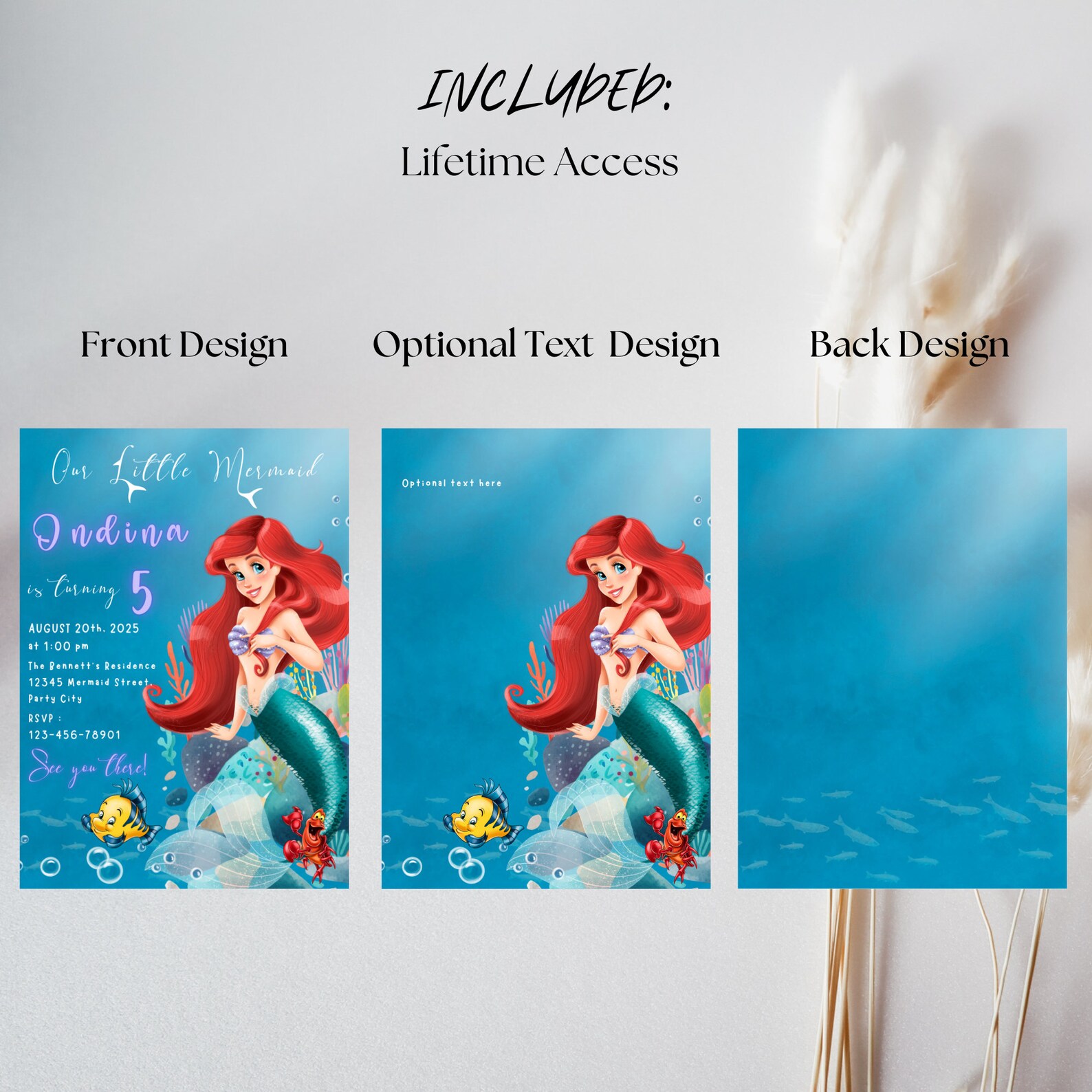 Editable Little Mermaid Birthday Invitation, Ariel Birthday Invitation ...