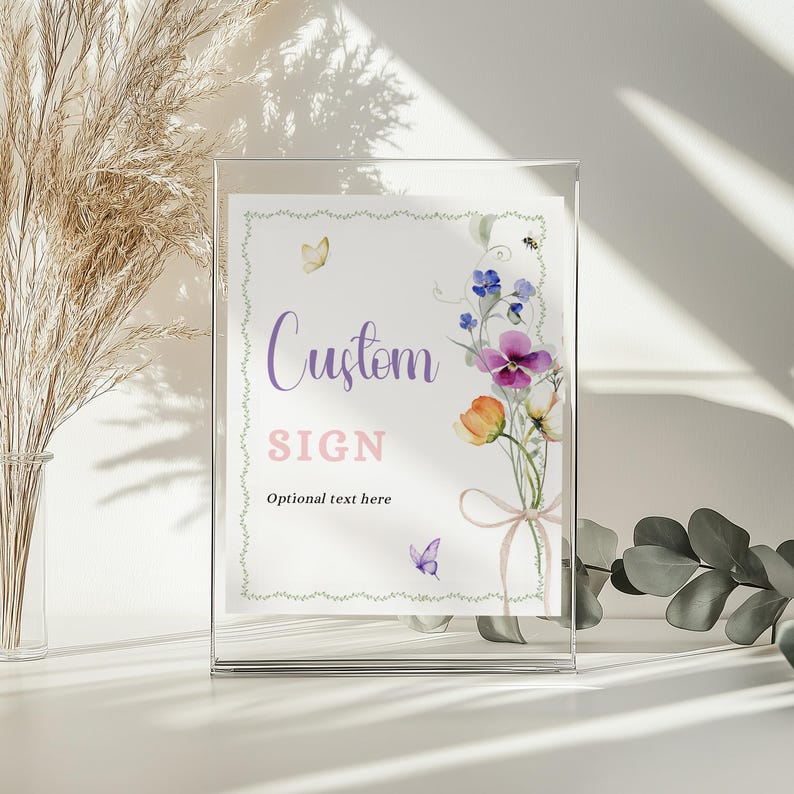 Wildflower Custom Table Sign, Floral Boho Party Decor, Personalized ...