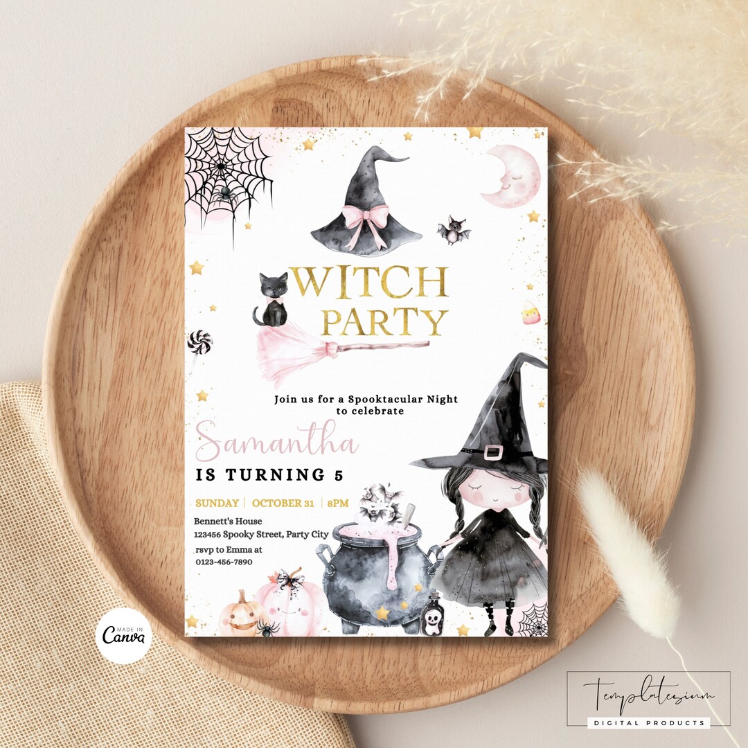 Halloween Witch Birthday Invitation, Kids Halloween, Printable ...