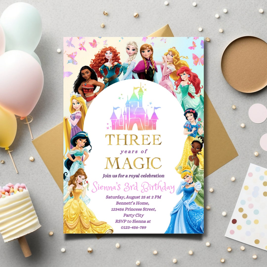 Editable Princess Invitation, Royal Princess 3rd Birthday Invite, Girl ...