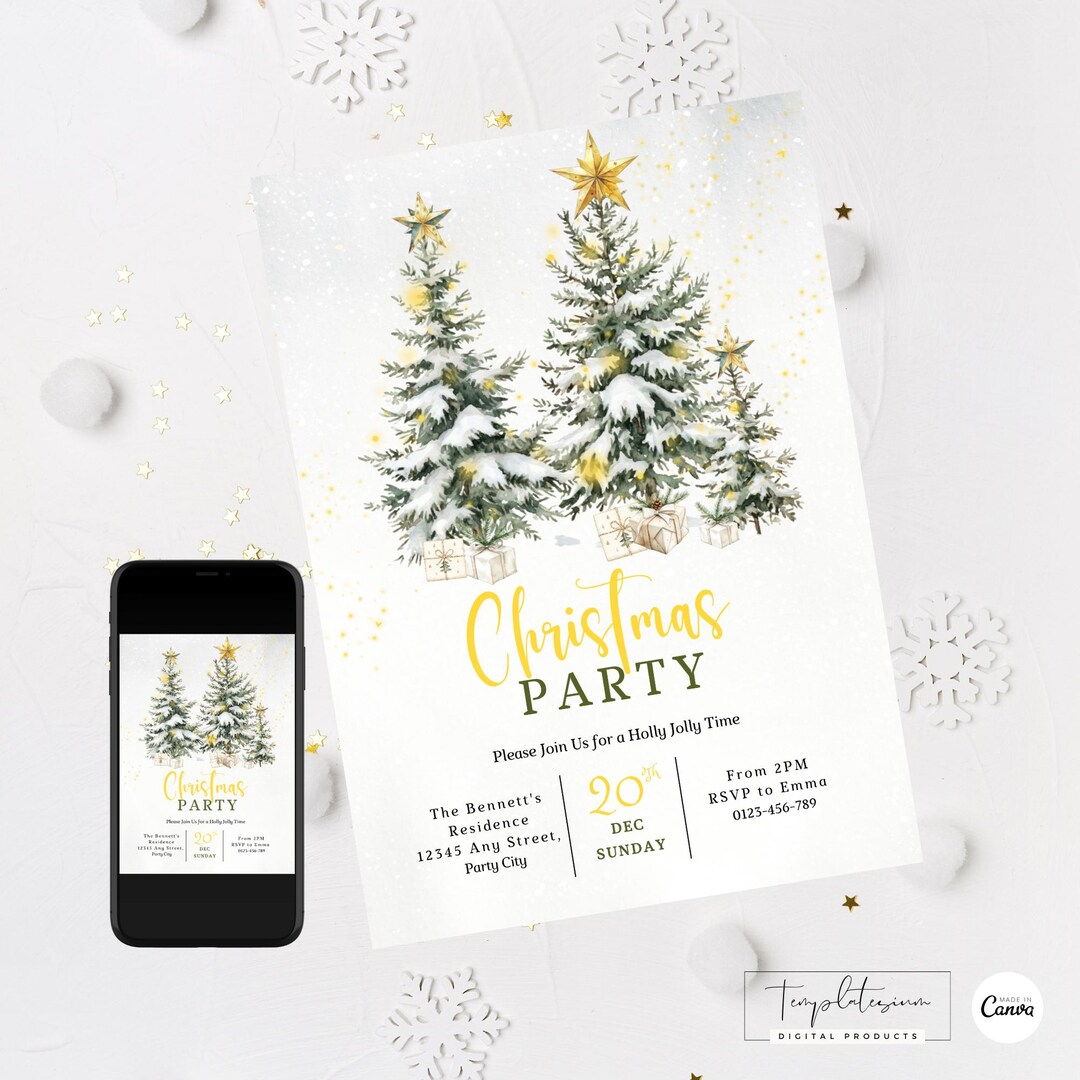Editable Christmas Party Invitation, Christmas Dinner Party, Office ...