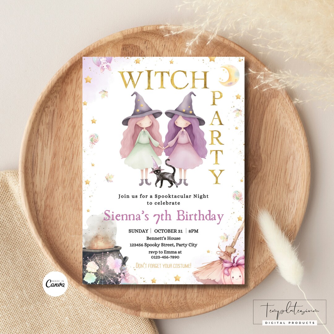 Halloween Witch Birthday Invitation, Kids Halloween, Printable ...