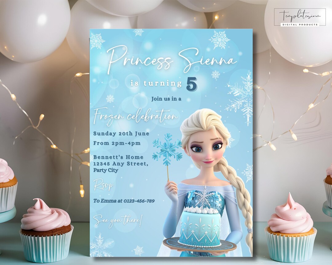 Editable Elsa Invite Digital Frozen Party Invitation Custom Frozen ...