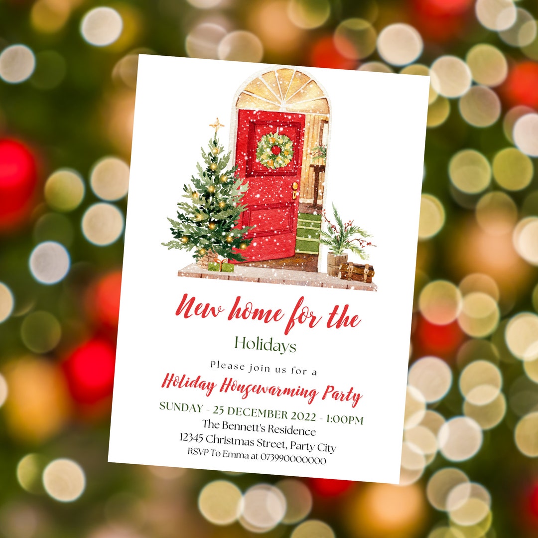 Holiday Housewarming Christmas Invitation, Editable Christmas Party ...