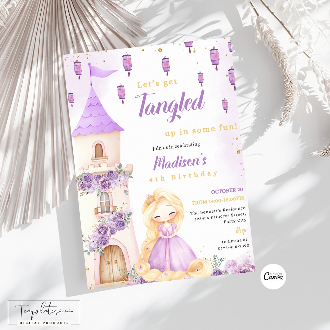 Editable Rapunzel Birthday Invitation Tangled Birthday Invite Magical ...