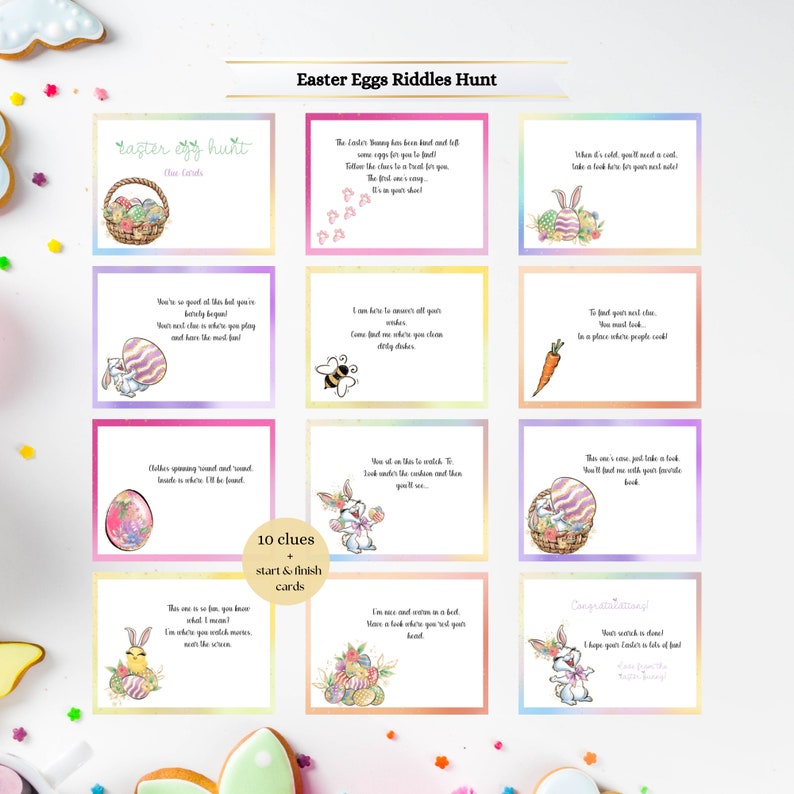 Editable Indoor Easter Scavenger Hunt for Kids, Easter Egg Hunt Clues ...