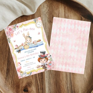 Alice in Wonderland Tea Invite Wonderland Birthday Tea Party Invite ...
