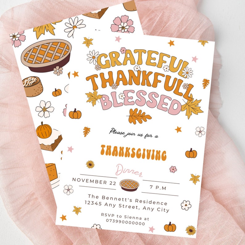 Editable Thanksgiving Invitation, Thanksgiving Dinner Invite, Grateful ...