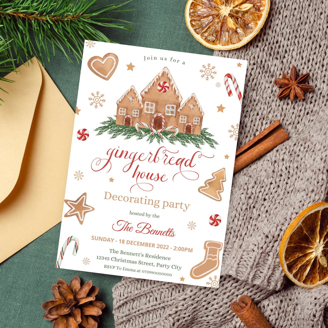Editable Gingerbread House Decorating Party Invitation - Etsy