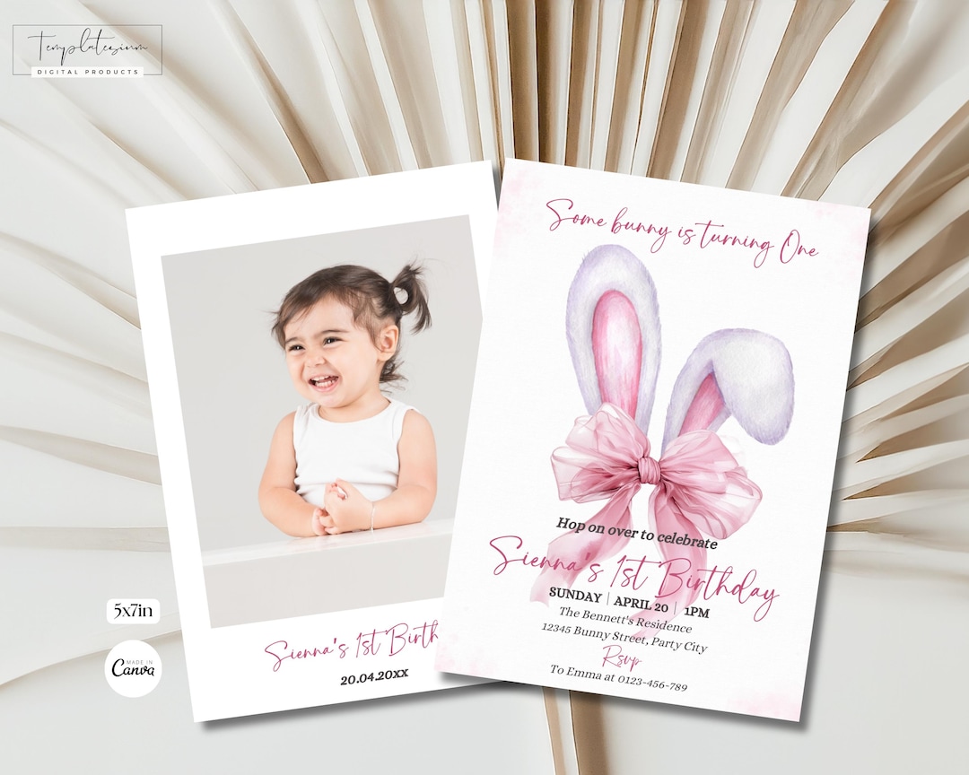 Editable Easter Bunny Invite Minimalistic Easter Bunny Ears Invite Some ...