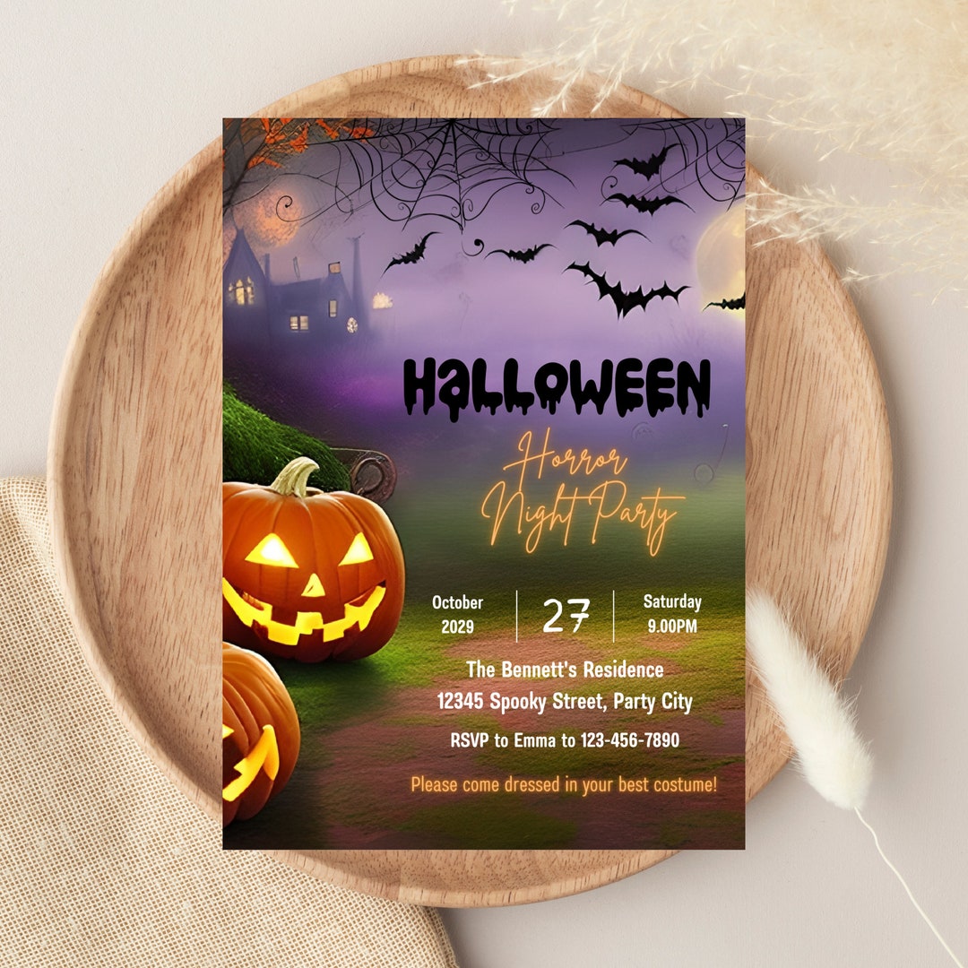 Editable Halloween Party Invitation, Adult Halloween Invitation ...