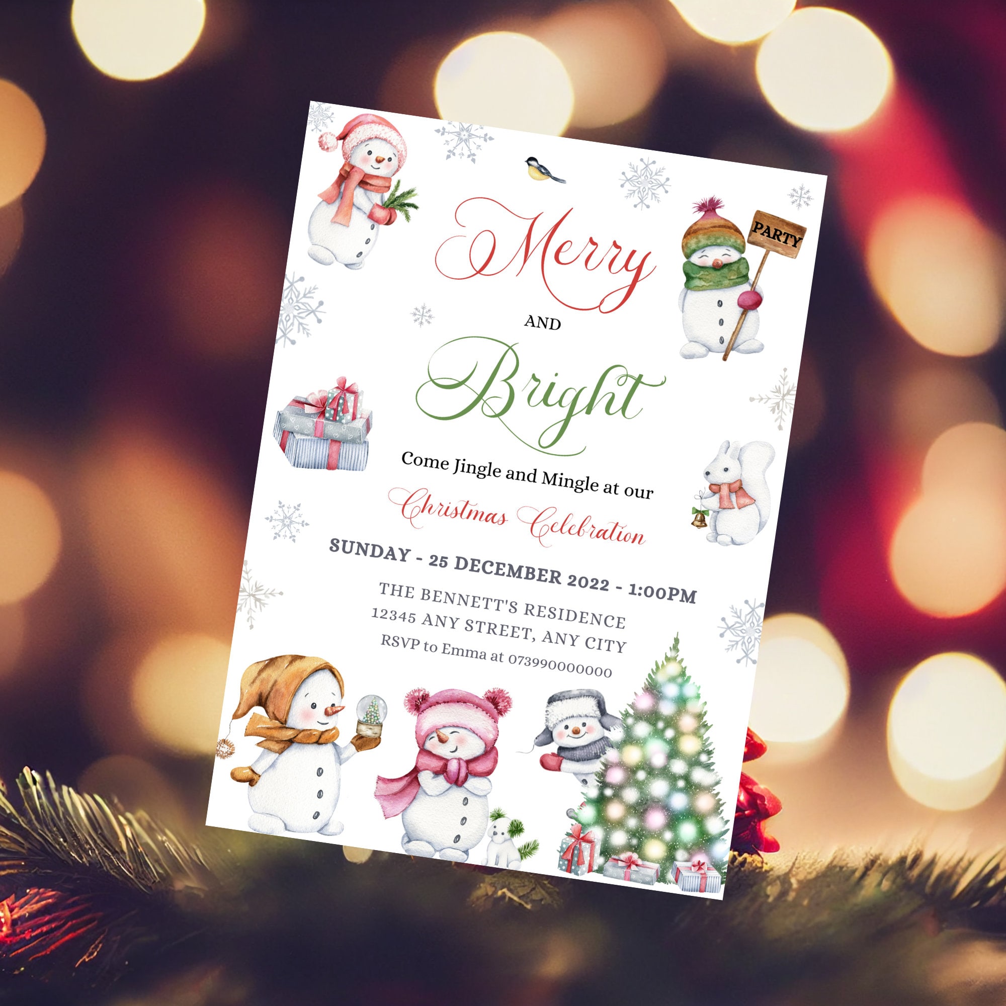 Editable Christmas Party Invitation Christmas Cute Kids - Etsy