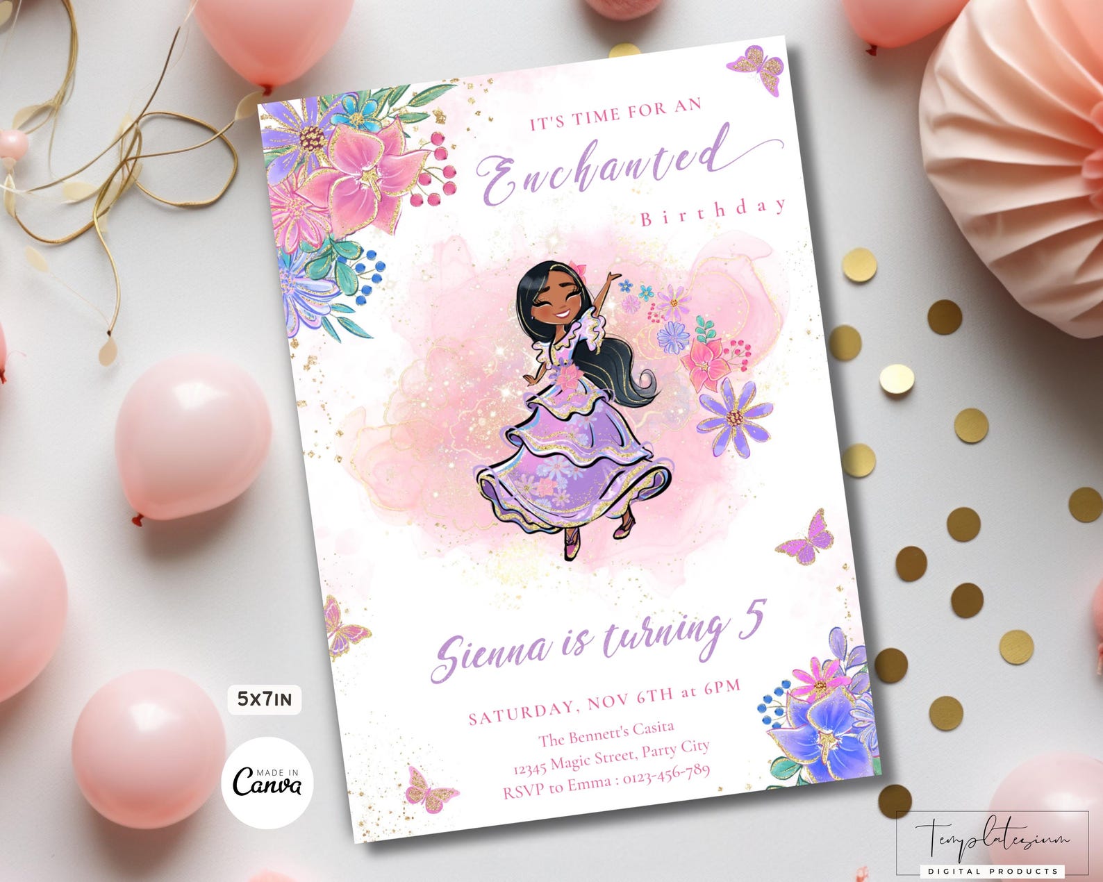 EDITABLE Encanto Isabela Birthday Invitation, Encanto Birthday ...
