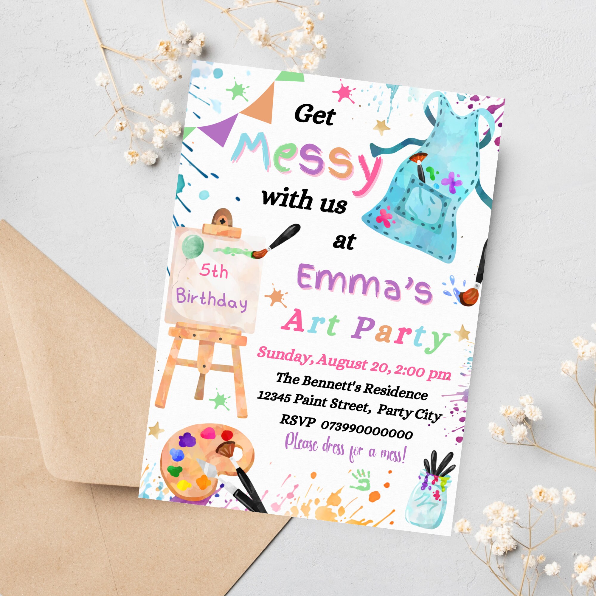 Editable ART PARTY INVITATION Colorful Art and Craft Party - Etsy