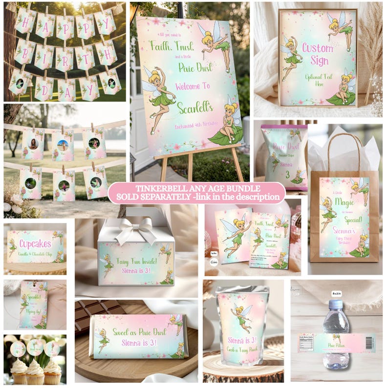 Tinkerbell Gift Bag Labels Fairy Favors Birthday Party Decor Custom ...