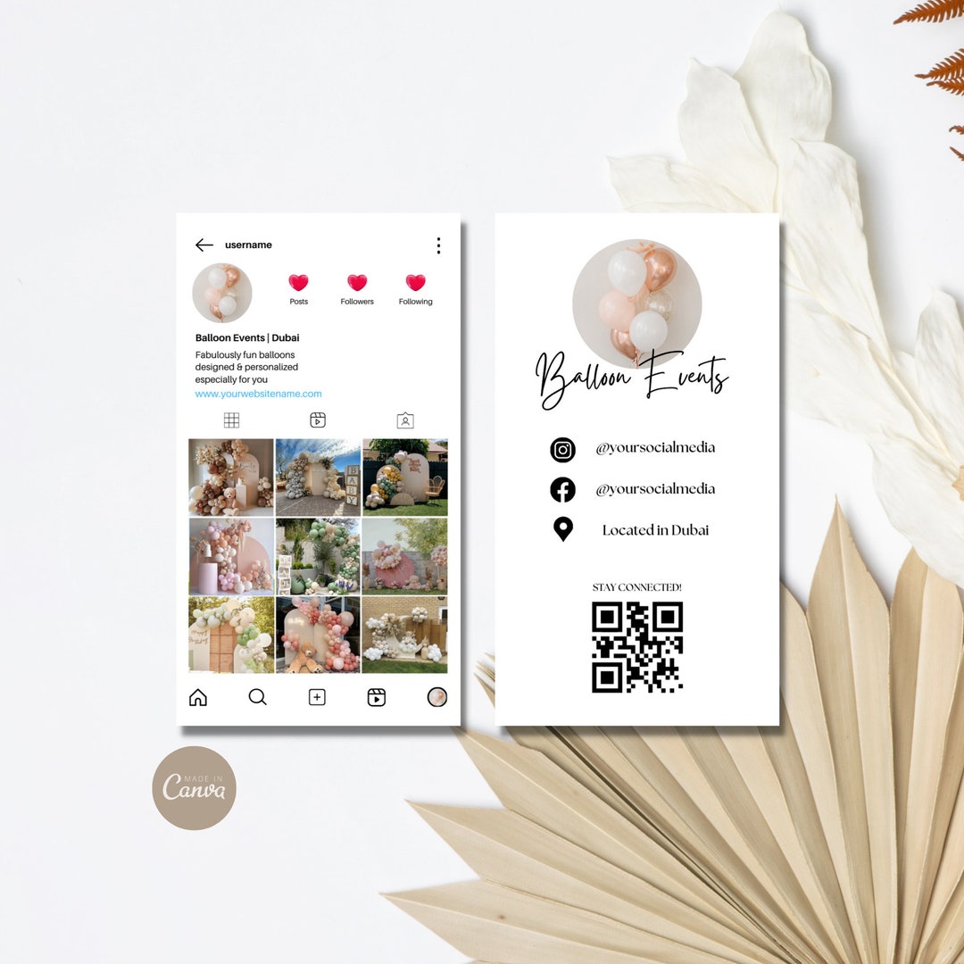 Editable Instagram Business Card, Business Card Template Design, QR ...