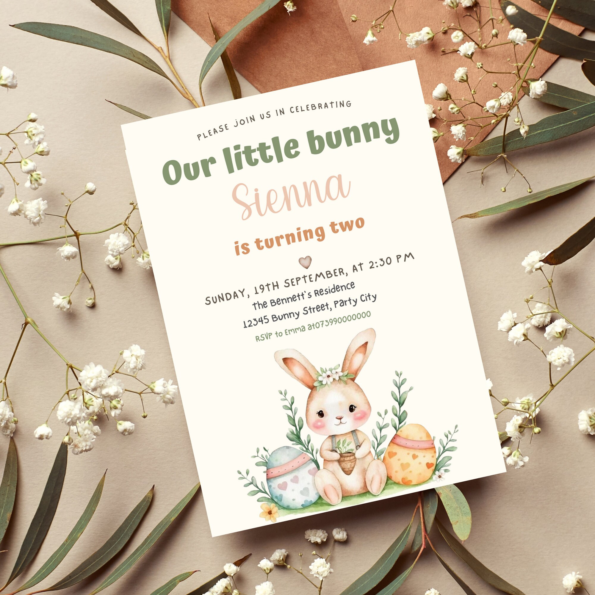 Editable Bunny Birthday Party Invitation Cute Bunny Template - Etsy