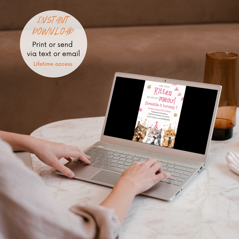 Editable Cat Invitation Cute Cats Birthday Invite Kitty Cat - Etsy