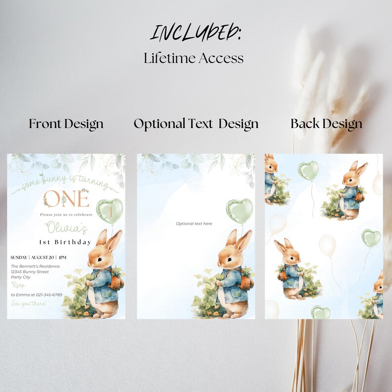 Editable Bunny 1st Birthday Invitation, Peter Rabbit First Birthday ...