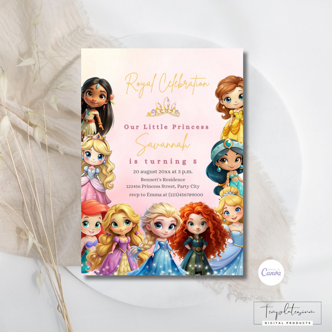 Editable Princess Invitation, Royal Princess Birthday Invite, Girl ...