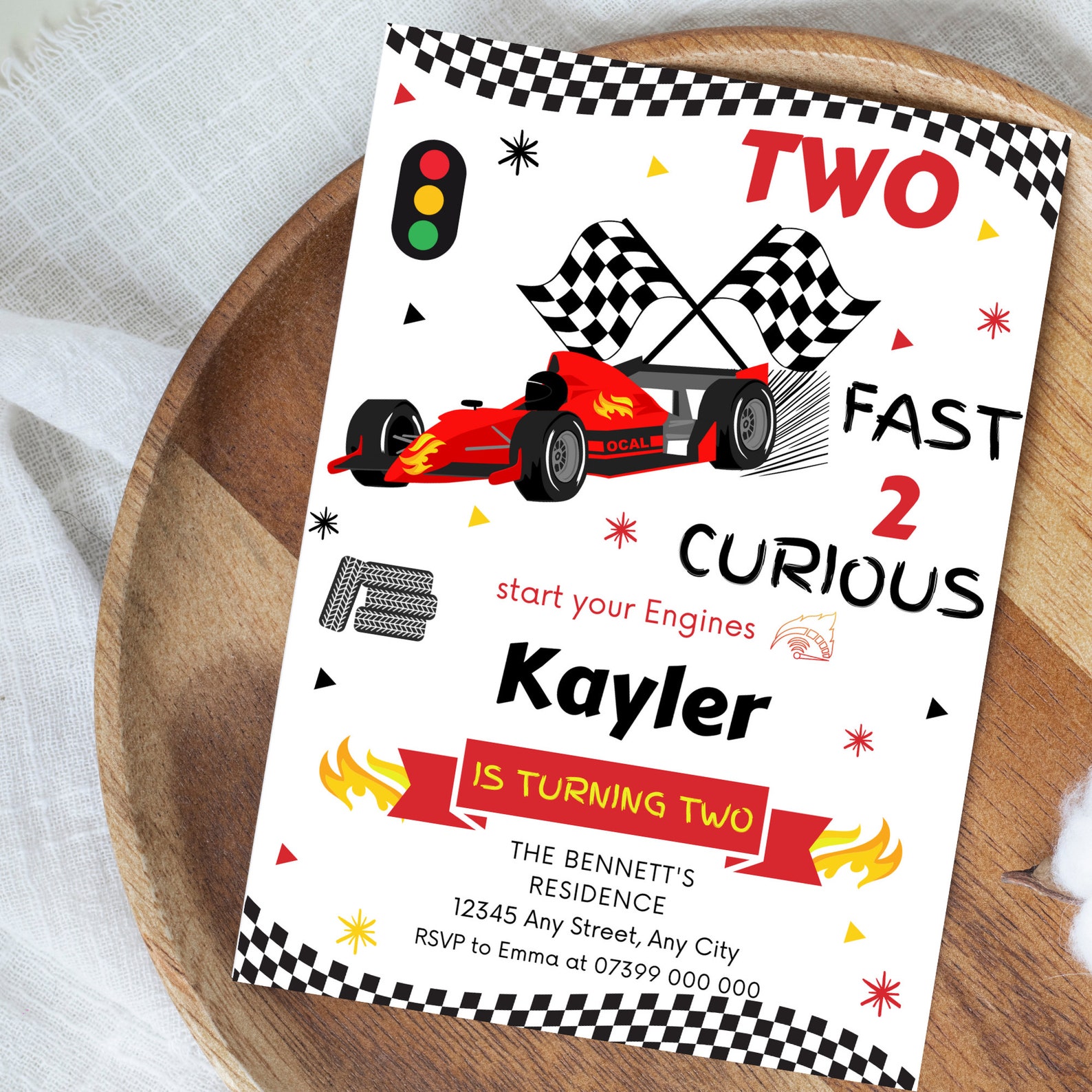 Editable Two Fast Birthday Invitation Two Fast 2 Curious - Etsy UK