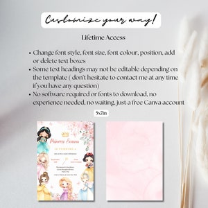 Editable Princess Birthday Invitation Girl Birthday Custom Princess ...