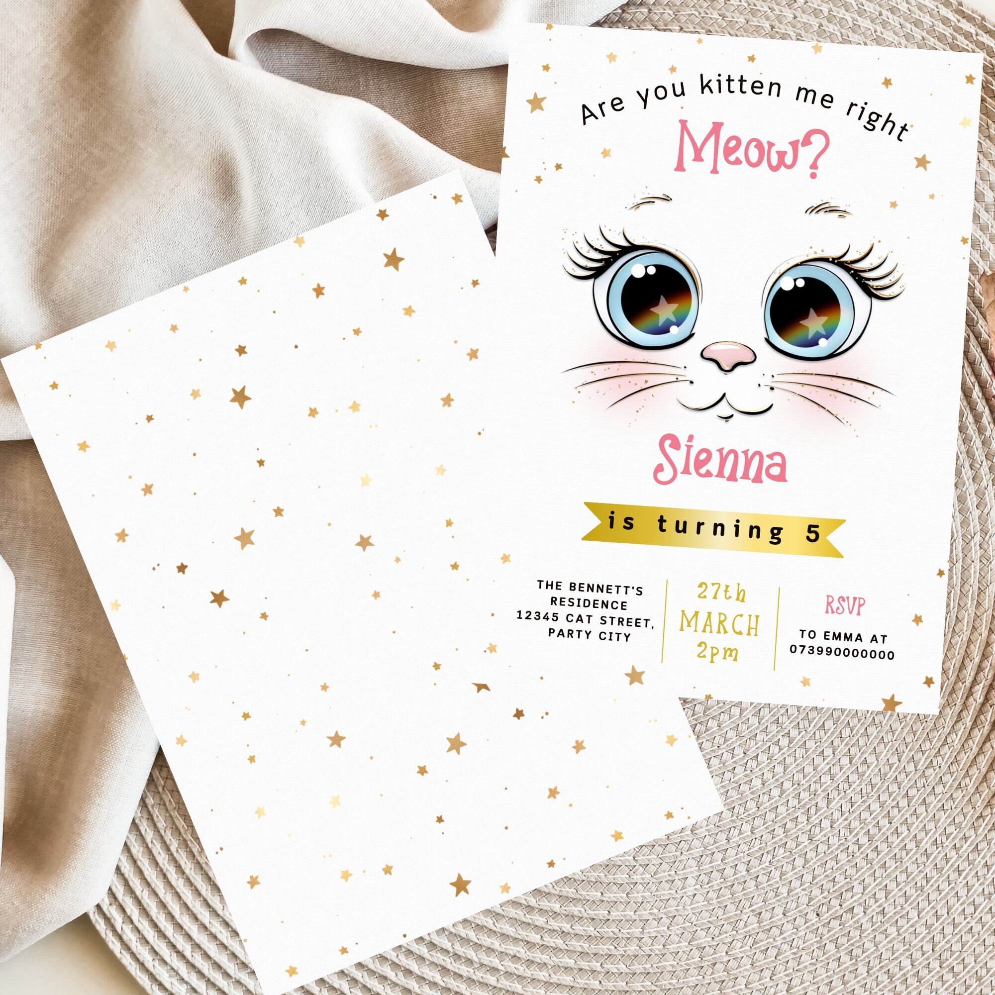 Editable Kitten Invitation Kitty Cat Birthday Party Invite - Etsy