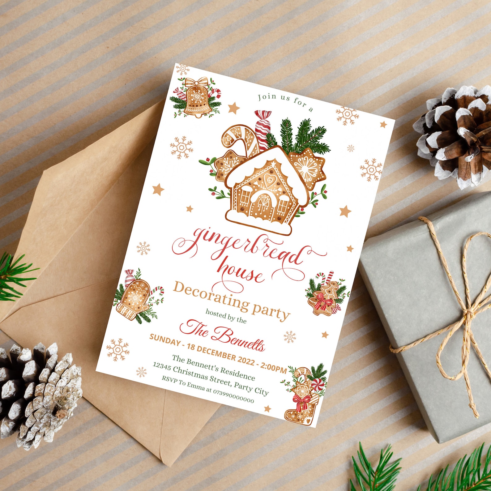 Editable Gingerbread House Decorating Party Invitation - Etsy