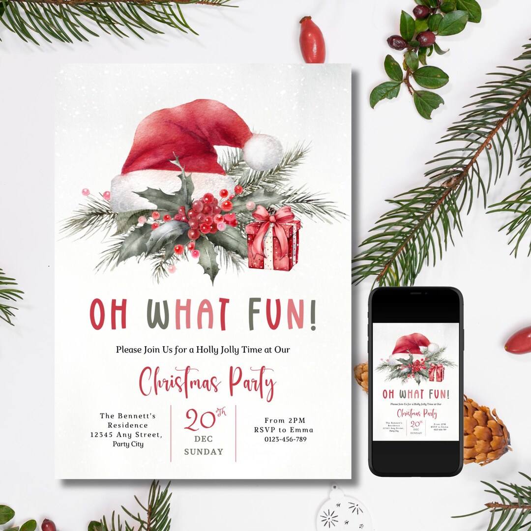 Editable Christmas Party Invite, Christmas Dinner Party, Office ...
