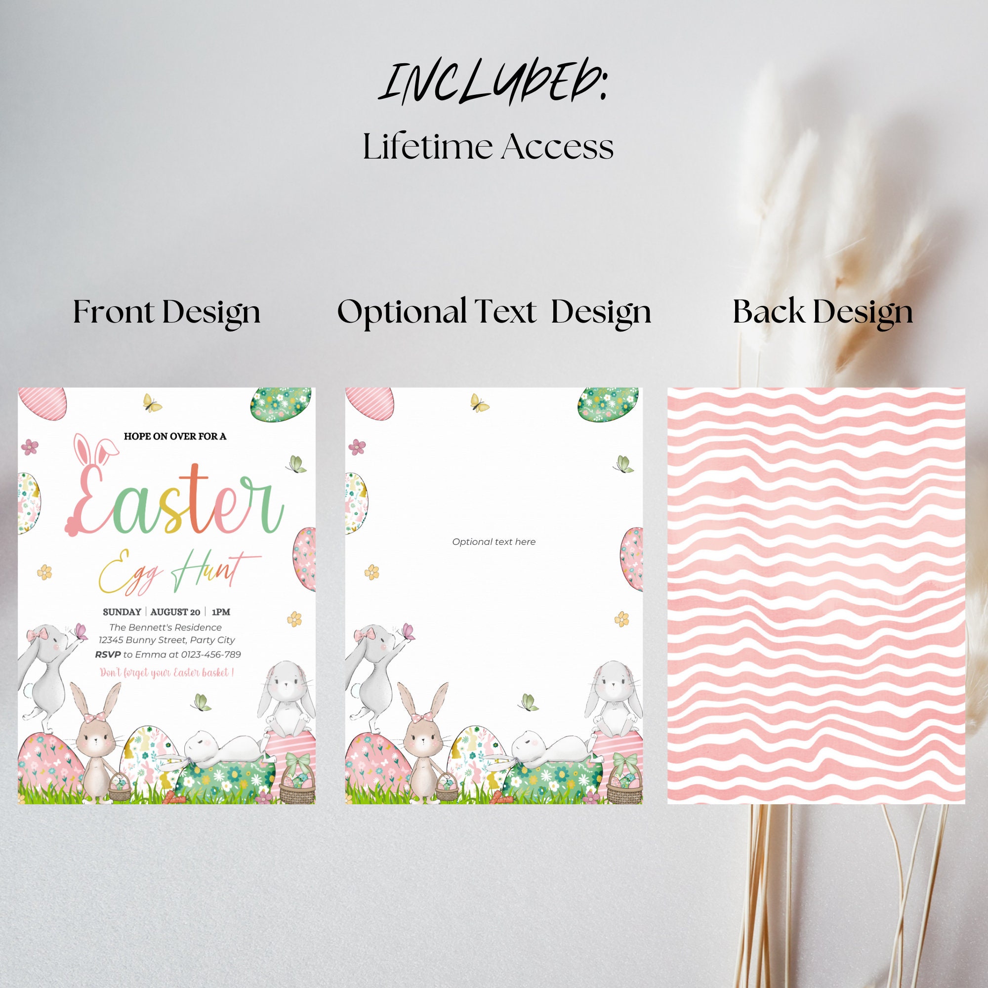 Editable Easter Egg Hunt Invitation, Egg Hunt Easter Card, Bunny Easter ...