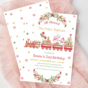 Polar Express Birthday Invitation Editable Pajama Party Christmas Train ...
