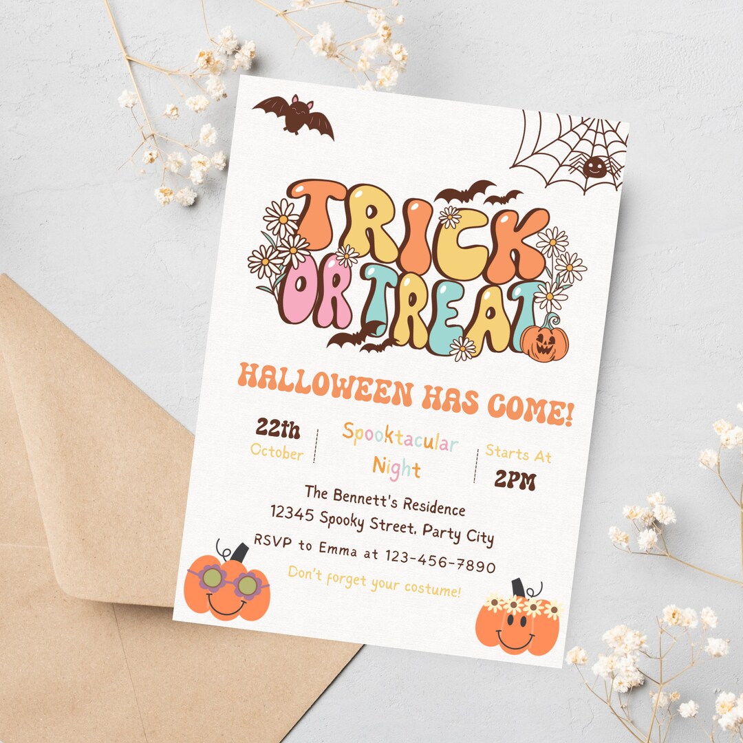 EDITABLE Halloween Trick or Treat Invitation, Trick or Treat Template ...