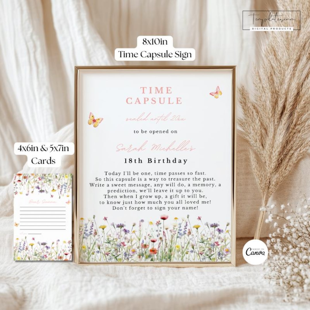 Wildflower Time Capsule: Floral Birthday Activity Editable Canva ...