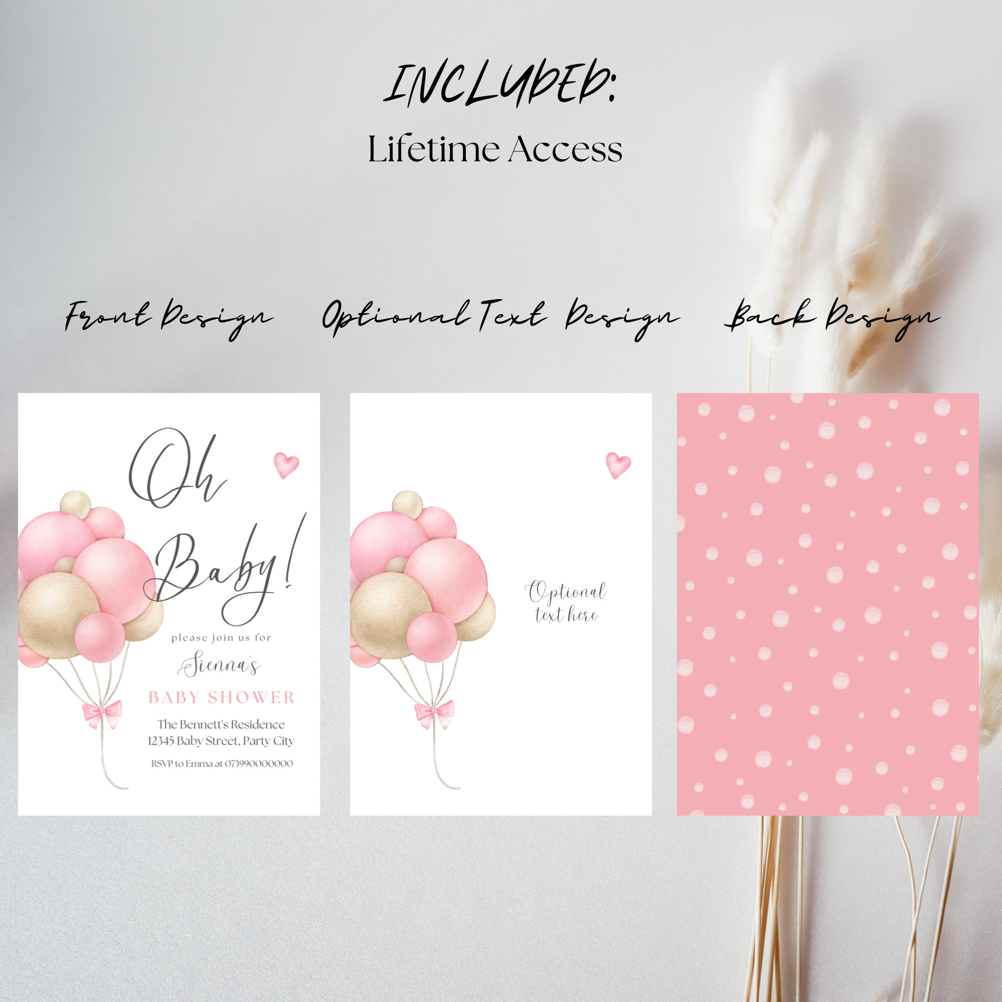 Editable Balloons Baby Shower Invitation Template Oh Baby - Etsy