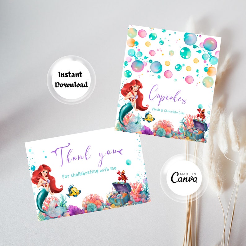 Editable Little Mermaid Birthday Tent Cards, Ariel Birthday Decor ...